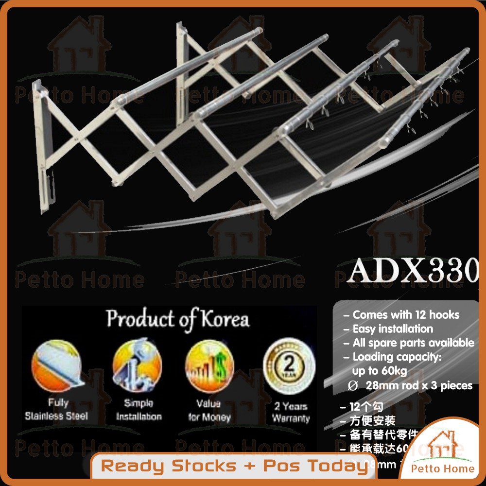 KOREA Retractable Foldable Stainless Steel Clothes Hanger 3 Layer Easy ...