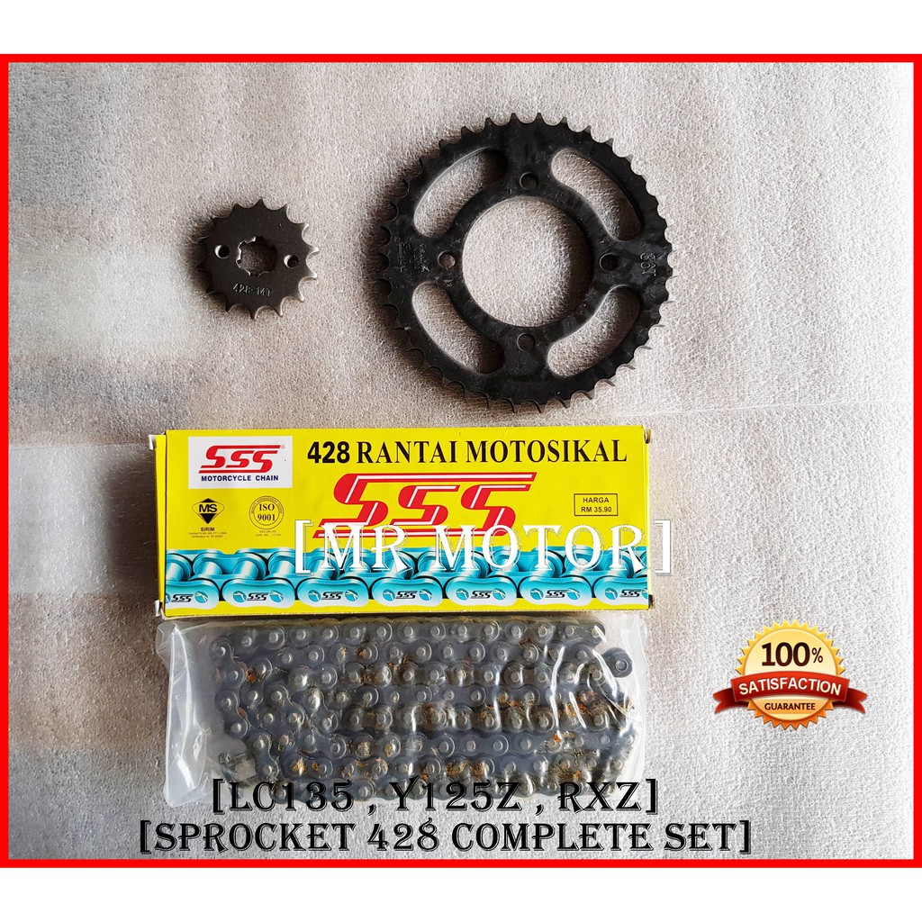 Chain 428 SSS Sprocket 428 SET Yamaha RXZ , Y125z , LC135 | Shopee Malaysia