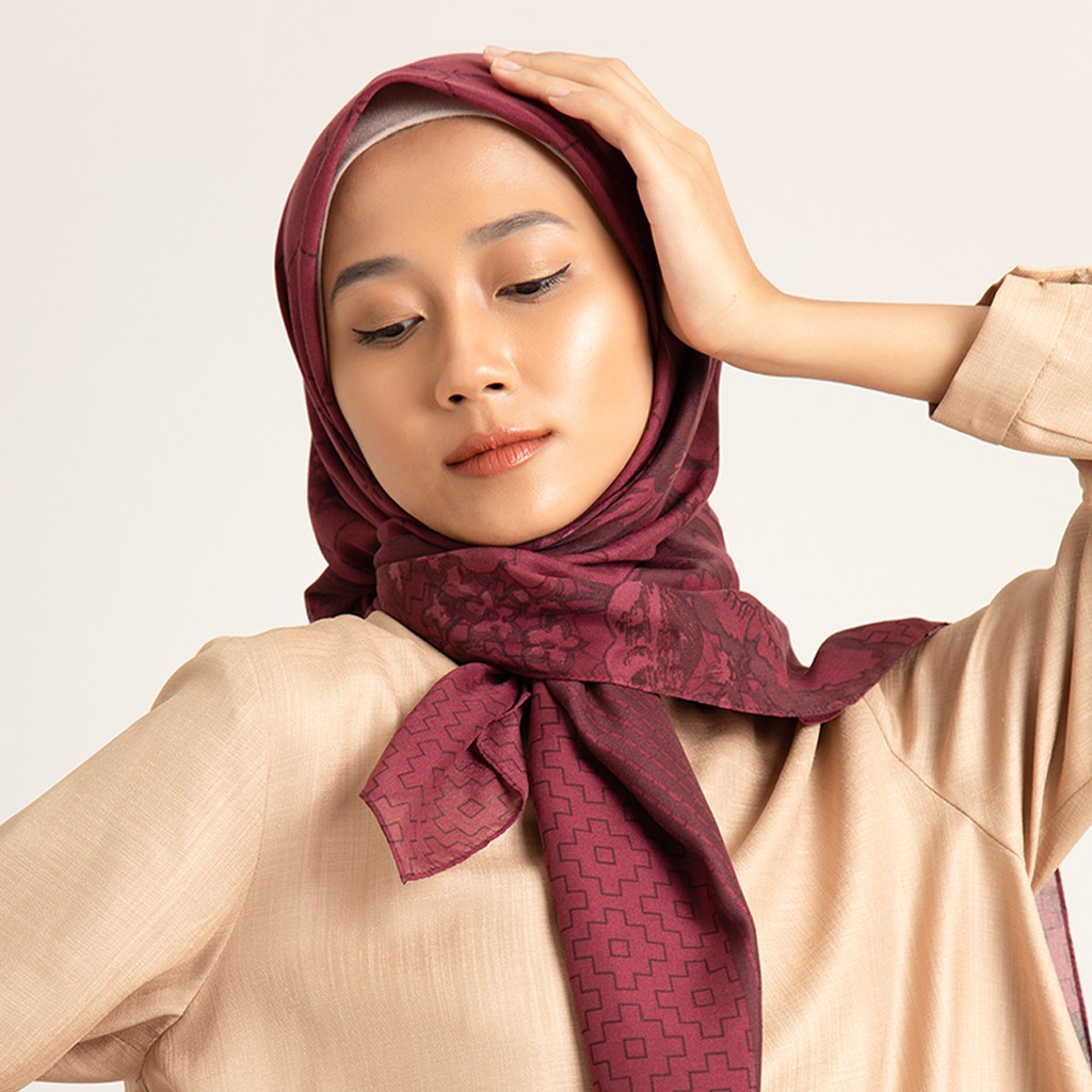 KAMI IDEA Ruze Scarf Extended in Burgundy | Shopee Malaysia