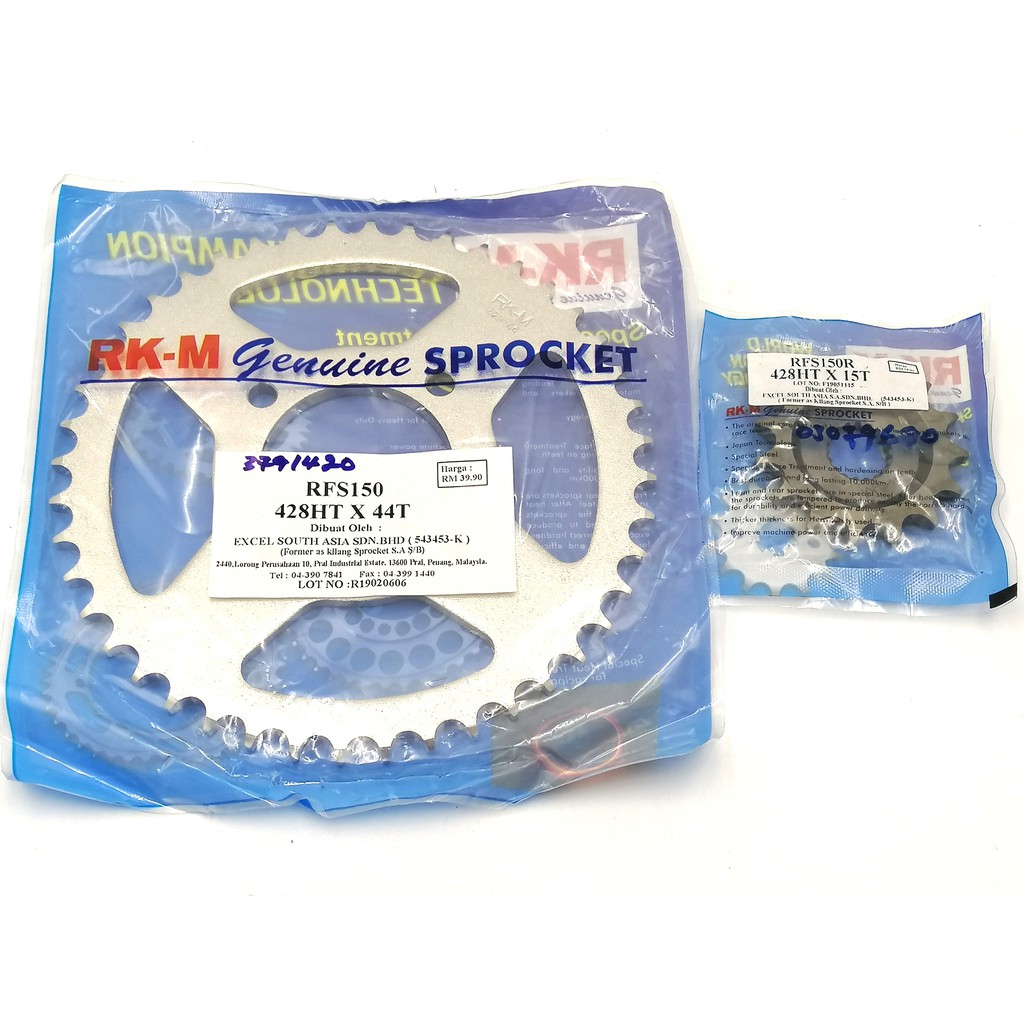 ( 100% ORIGINAL) RKM BENELLI RFS150i FRONT(428-15T) AND REAR SPROCKET ...