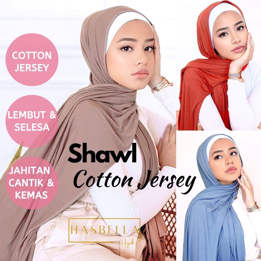 (Ironless) Cotton Shawl Jersey Cotton @ Shawl Malas / Plain Tudung ...