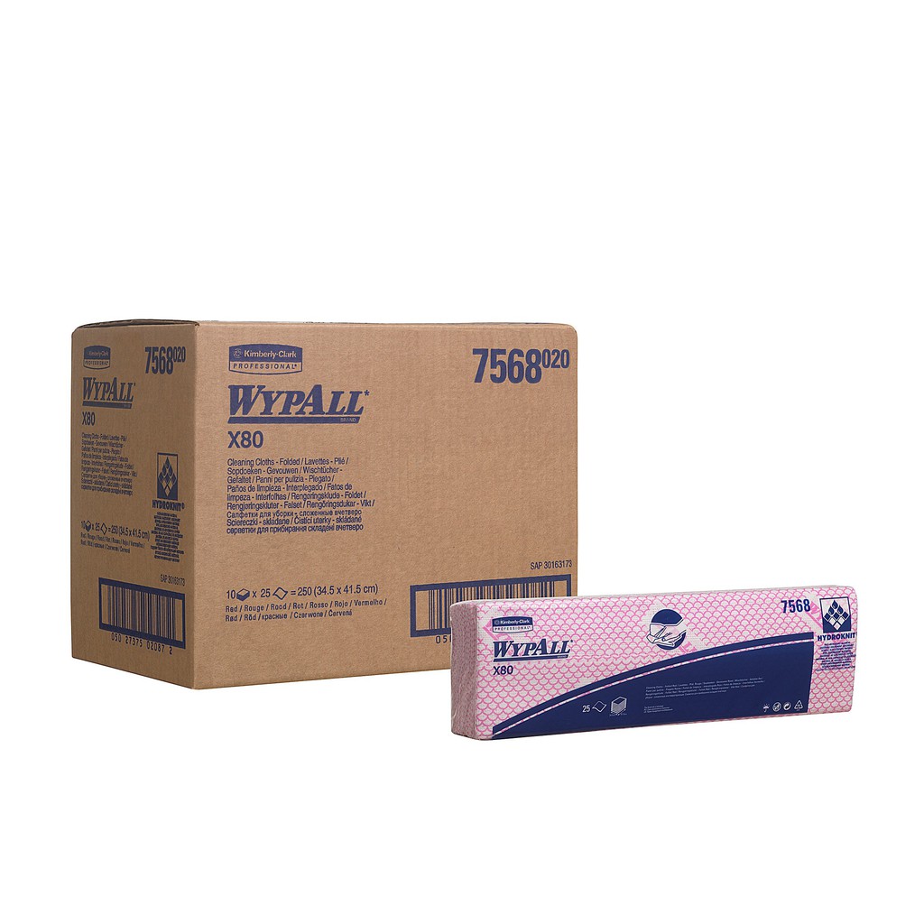 07588 WYPALL® X80 Colour-Coded Wipers - Red ( 1 pack x 25 sheets ...