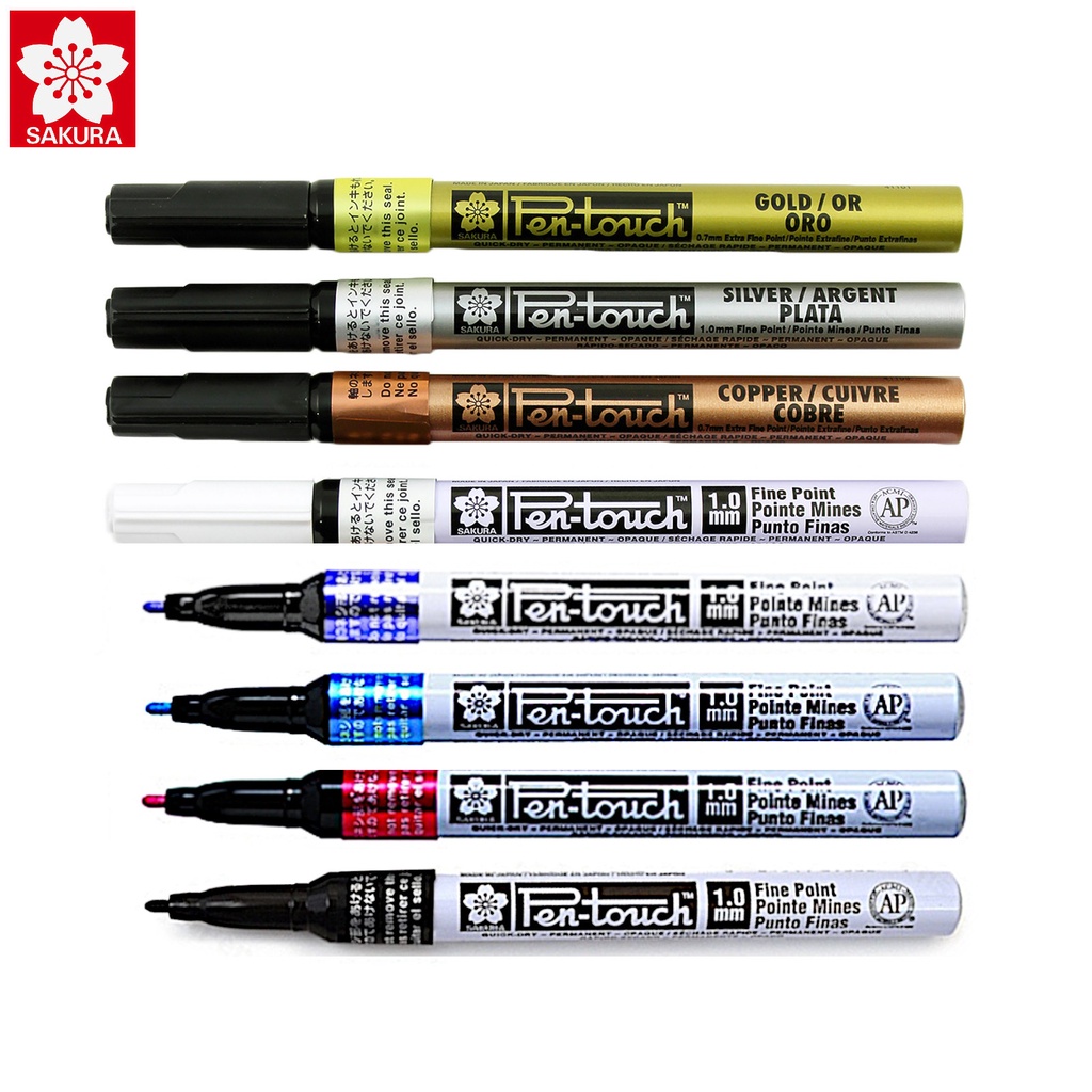 Sakura Pen-Touch Fine 1.0mm Permanent Marker | Gold, Silver, White ...