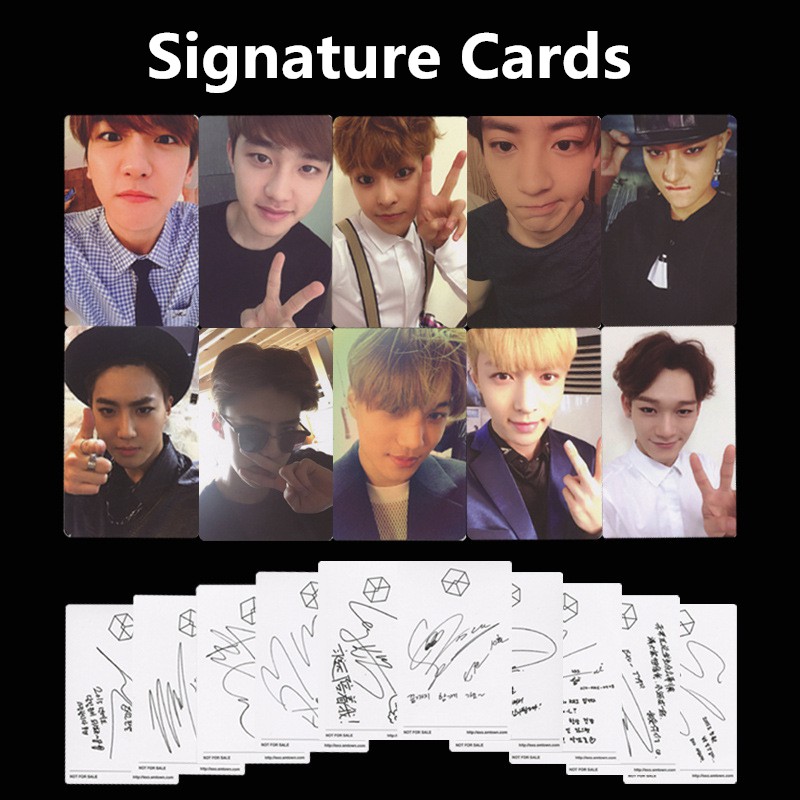 KPOP Fan EXO EXODUS Album Korean Signature Small Cards Autograph ...
