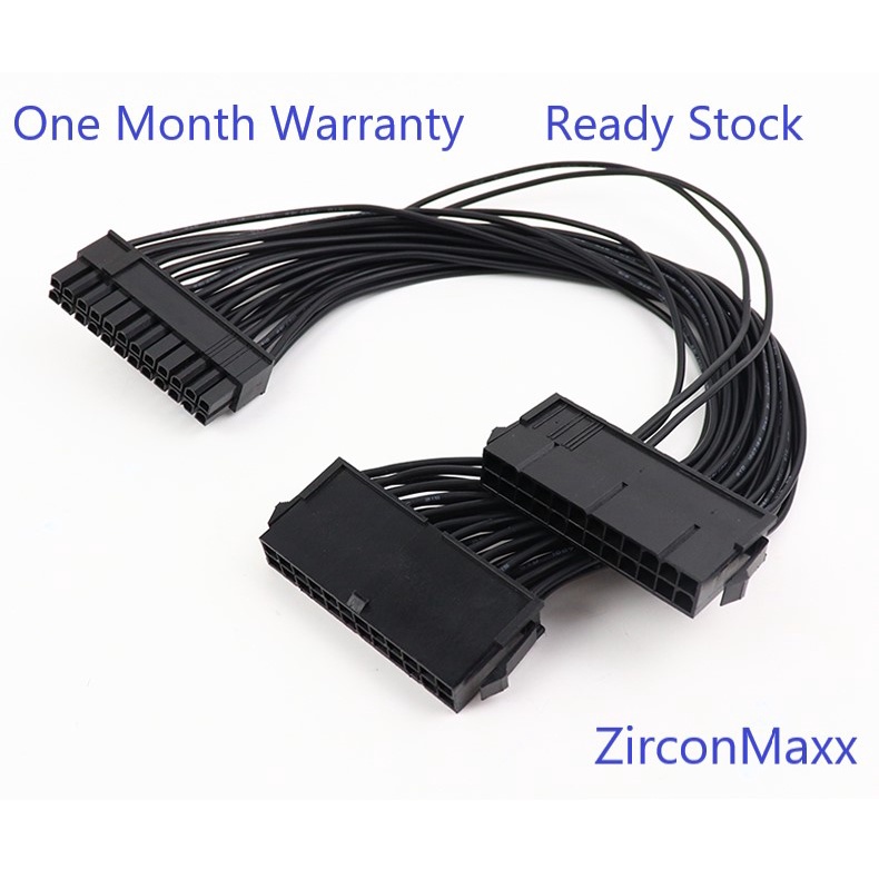30cm 24 Pin Male to Dual 24(20+4) Pin Female Dual Power Supply Cable ...