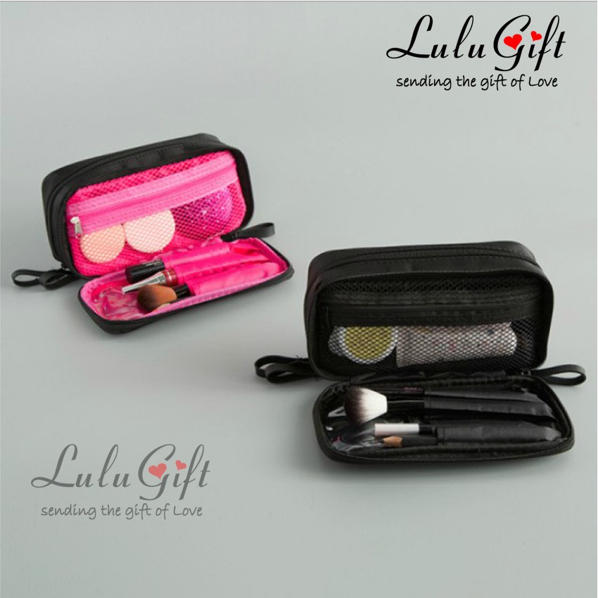 Small Black bag Double Zip Make Up Purse | Shopee Malaysia