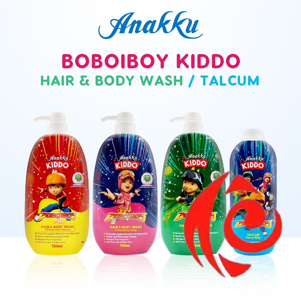 ANAKKU Kiddo Boboiboy Hair & Body Wash Baby Powder Talcum | Sabun Mandi ...