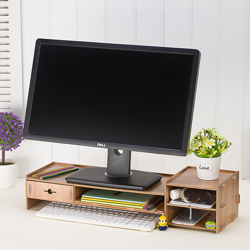 DREMEL DIY Wooden Office Premium Monitor Organizer Rack Desktop ...