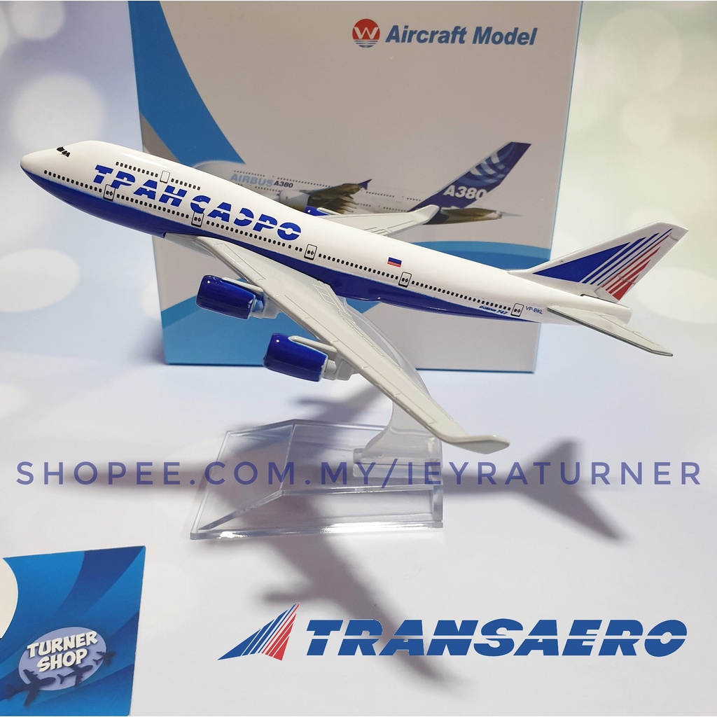 NEW Air Russian Transaero Airlines Boeing 747-400 Aircraft Model 16cm ...