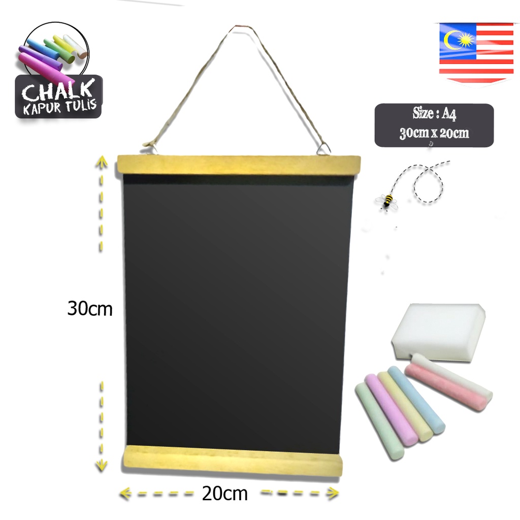 A4 (30cm*20cm) Korean Hanging ChalkBoard Blackboard Papan Hitam ...