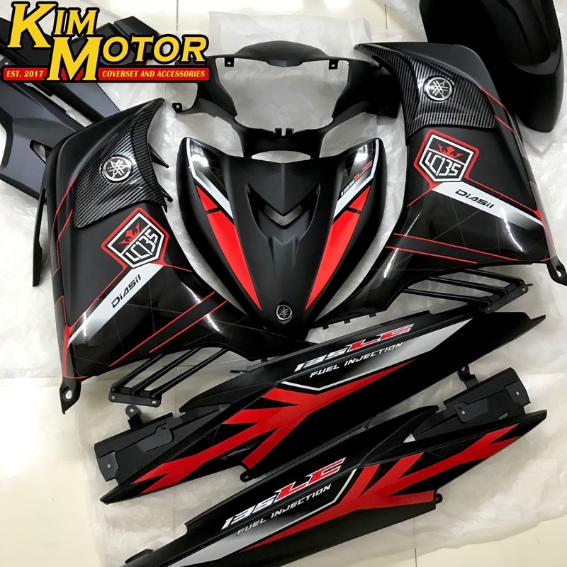 COVERSET LC135 V2 V3 V4 V5 V6 V7 MATT BLACK RED HITAM SEBAM MERAH 2022 ...