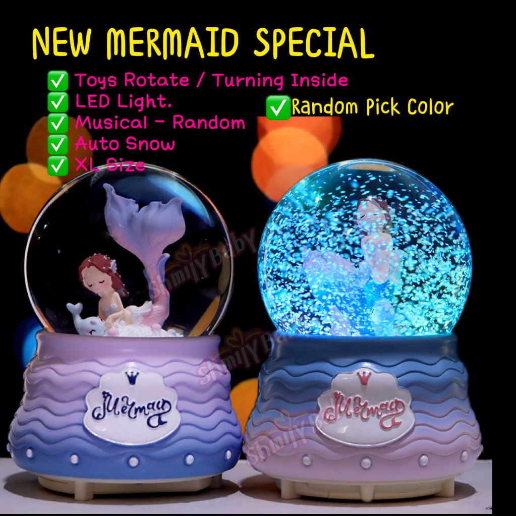 Music Box Disney Frozen Elsa Anna Pony Princess Mermaids Crystal Ball ...