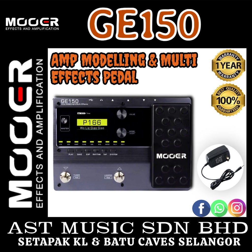 Mooer GE150 Amp Modelling & Multi Effects Pedal ( GE-150 / Ge150 ...