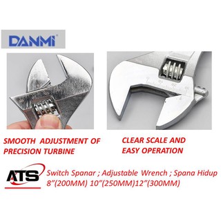 DANMI Switch Spanar ; Adjustable Wrench ; Spana Hidup 8”(200MM) 10 ...