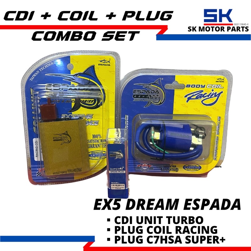 Racing CDI Unit+Plug Coil+Plug Ex5 Dream Combo Set ESPADA(PLUG COIL ...