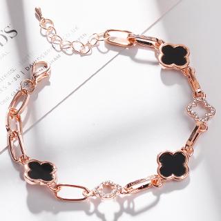 Gold Silver Plated Four-Leaf Clover Gelang Bracelet Women's Fashion ...