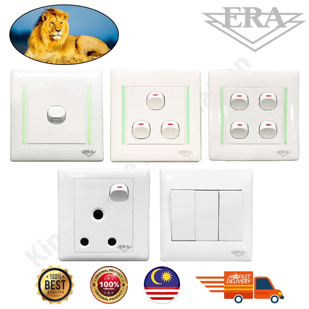 ERA 3 Gang 1 Way White/ERA 4 Gang 1 Way 4 Buttons Switch/ERA 1 Gang 15A ...