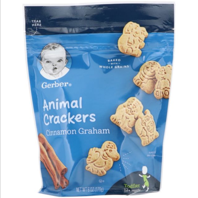 Gerber Animal Crackers Cinnamon Graham Toddler 12+ Months 6 oz (170 g ...