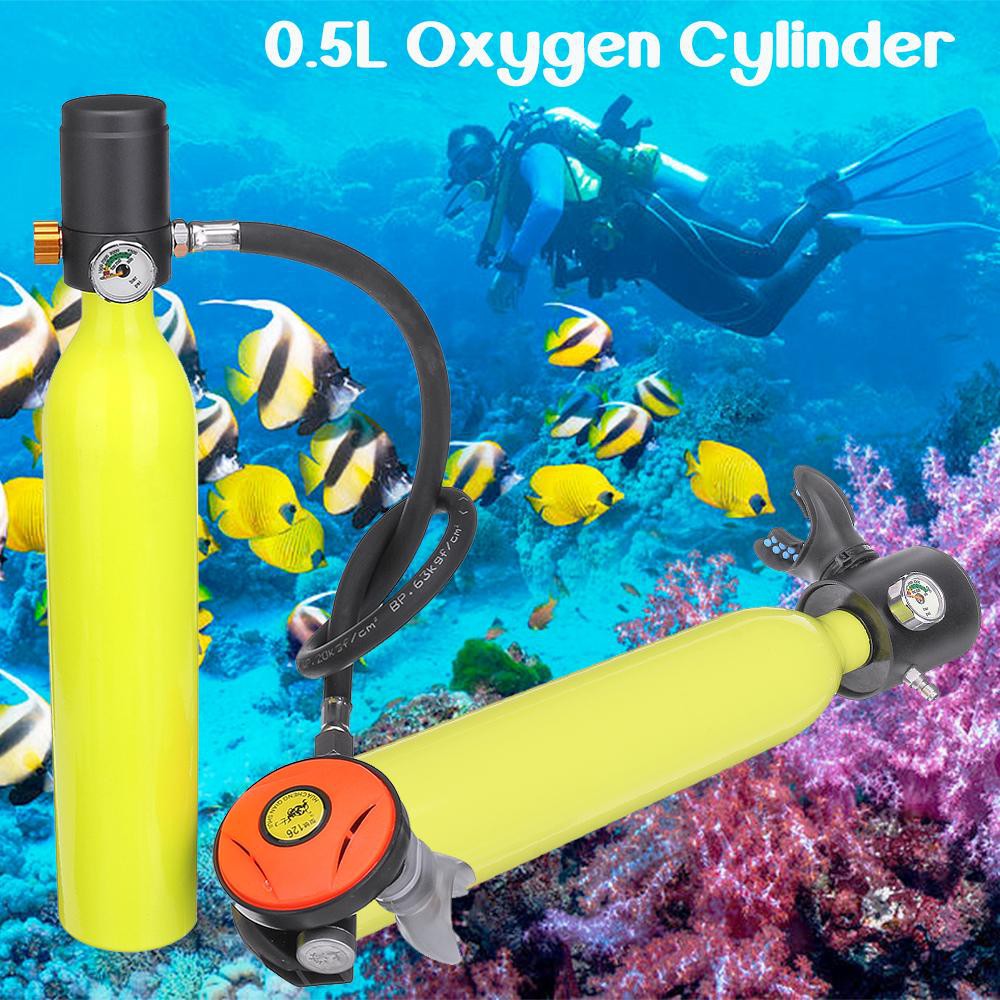 Diving Mini Scuba Cylinder Oxygen Tank w/Pressure Gauge Underwater ...