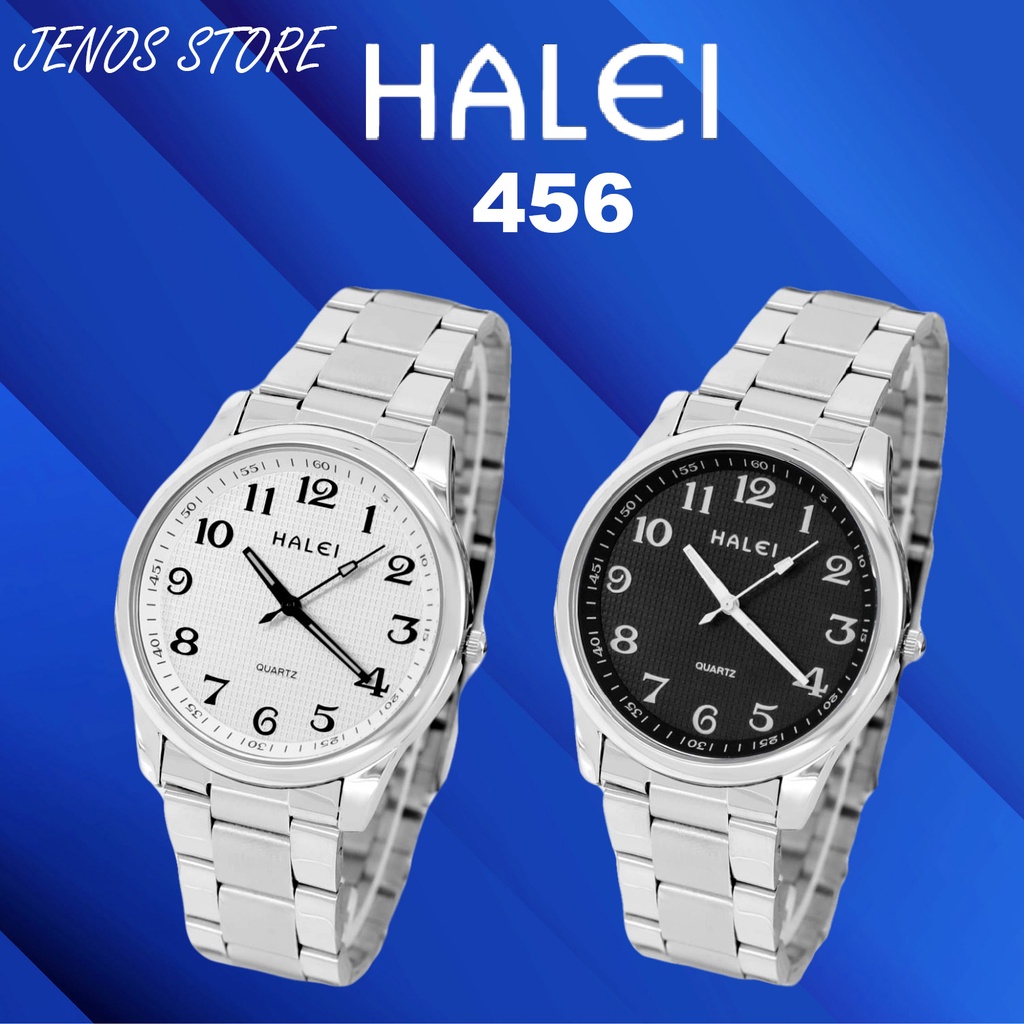 Jam Tangan Lelaki Wanita HALEI 456 Tali Stainless Steel Tahan Air Halei ...