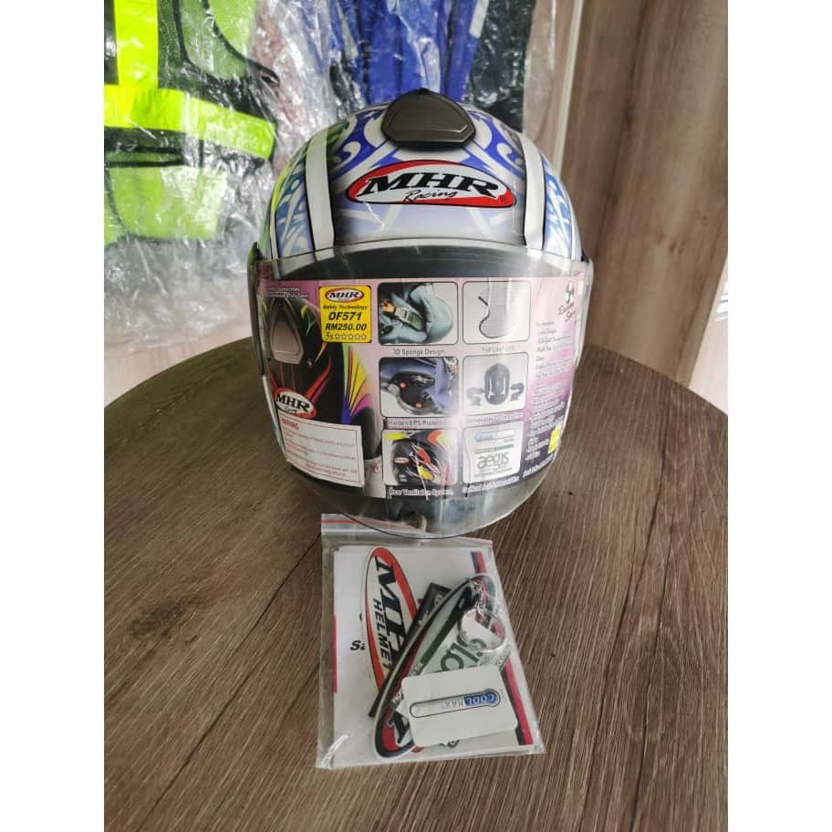 HELMET MHR CORAK BATIK (BIRU PUTIH) | Shopee Malaysia