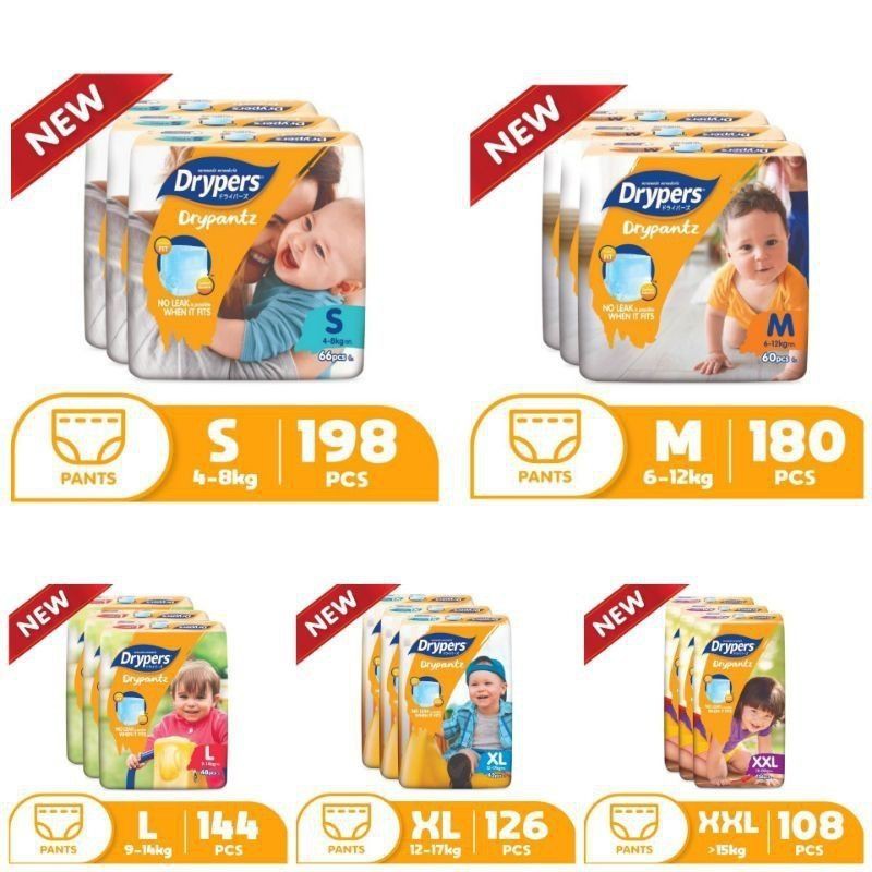 DRYPERS DRYPANTZ S/ M/ L/ XL/ XXL - (1box 3packs) | Shopee Malaysia