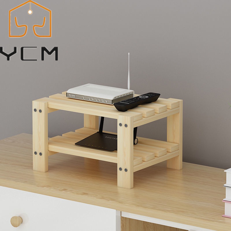 Solid wood wireless router rack socket power cord desktop storage rack ...