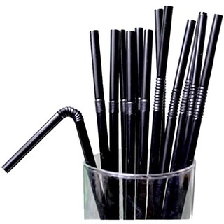 Flexible Bendable Black Plastic Straw Hitam Bengkok (250pcs) | Shopee ...