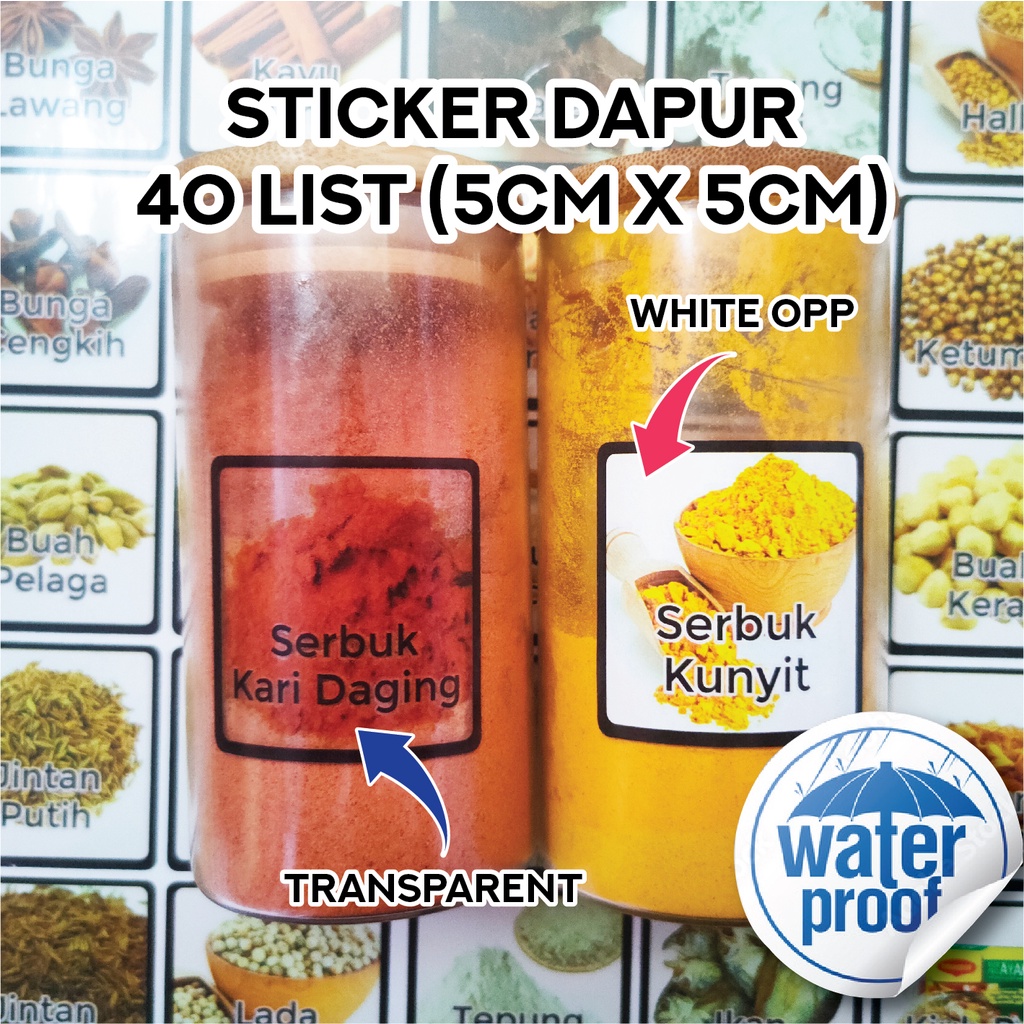40 List Sticker Dapur | Kitchen Label | Rempah Ratus Murah Kalis Air ...