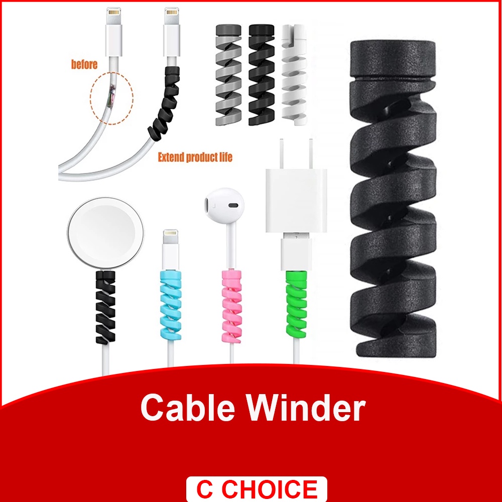 1 PC Spiral Cable protector Data Line Silicone Bobbin winder Protective ...