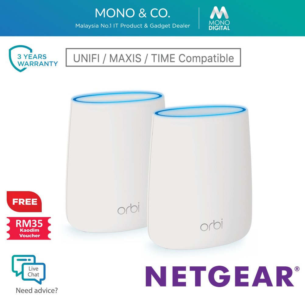 Netgear Orbi RBK20 / RBS20 AC2200 Tri-band Whole Home Mesh WiFi AC ...