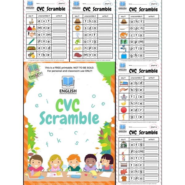 CVC Scramble worksheet 4-6years old PDF soft copy | Shopee Malaysia