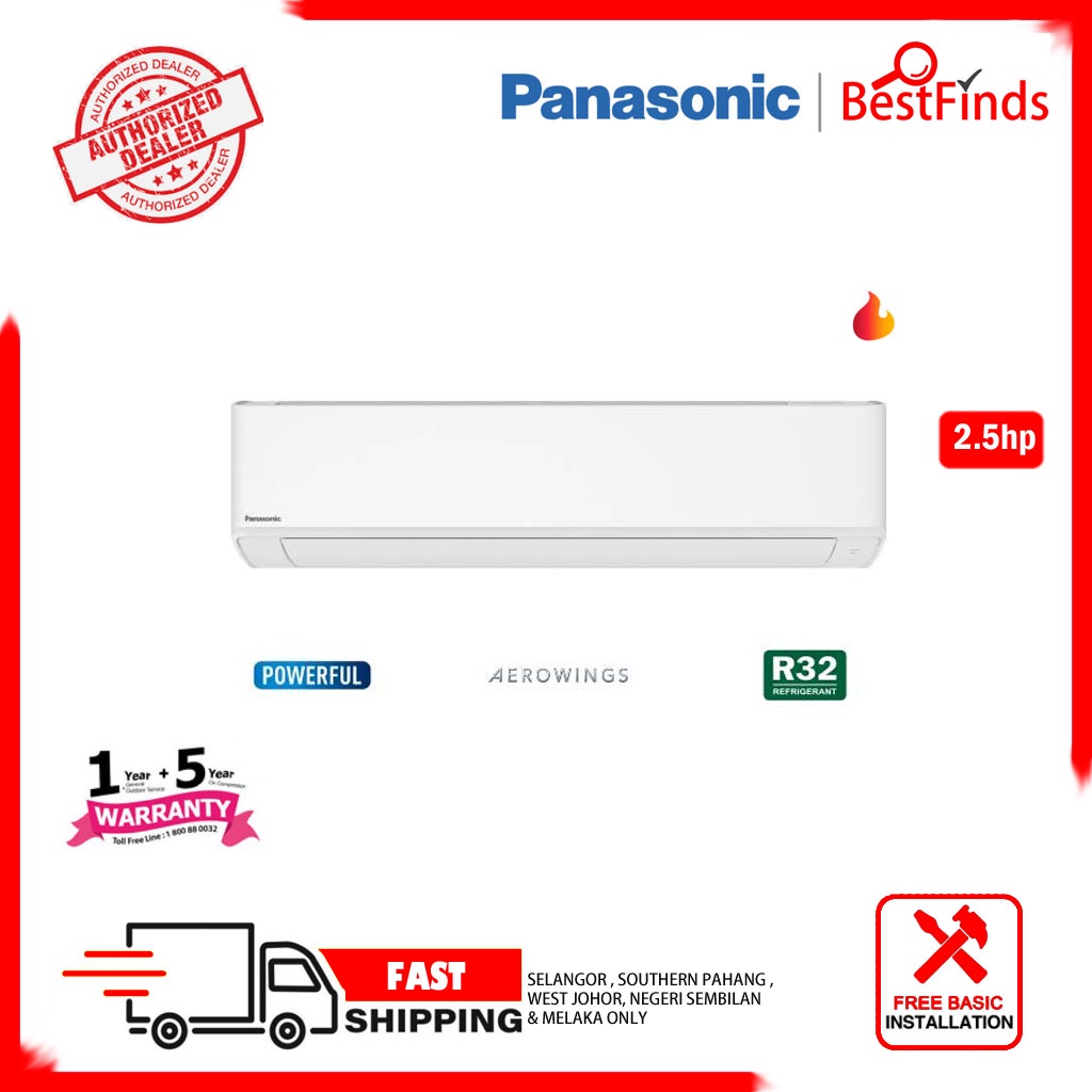 PANASONIC 2.5HP AIRCOND STANDARD NON-INVERTER R32 SINGLE-SPLIT TYPE ( MODEL - CS/CU-PN24XKH ...
