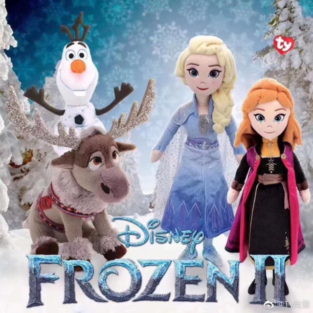 *Ready Stock* Original Disney TY Frozen 2 sparkle Anna Elsa soft plush ...
