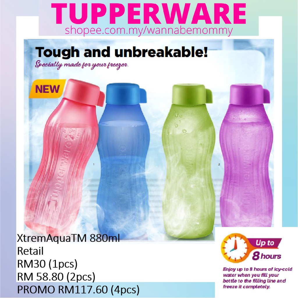 Botol Air Tupperware 880ml XtremAqua Botol Beku Water Bottle | Shopee ...