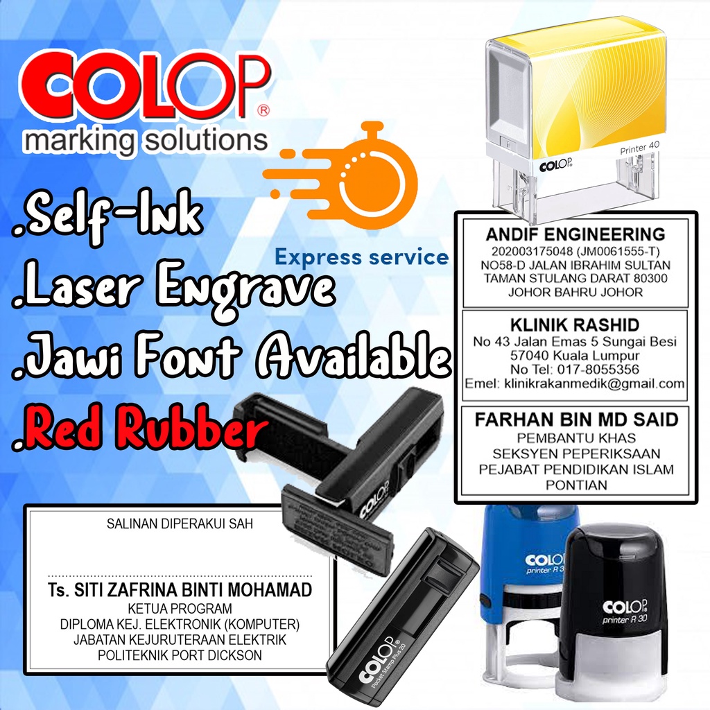 Rubber Stamp / Cop Colop Self-Ink / Cop Syarikat / Cop Nama / Cop Jawatan / Cop Custom | Shopee ...