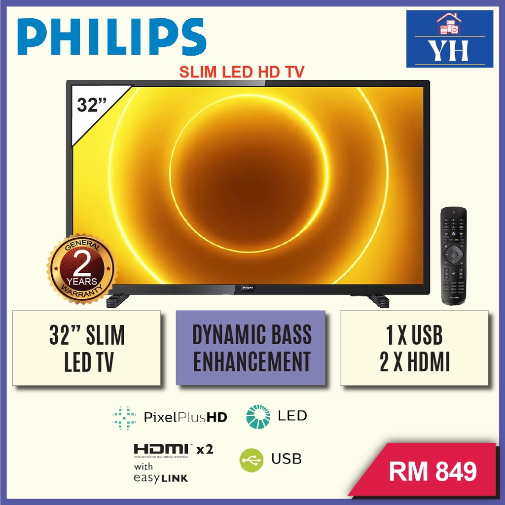 (OLD MODEL) Philips 32PHT5505/68 32" Slim LED HD TV with Pixel Plus HD - 32PHT5505 | Shopee Malaysia