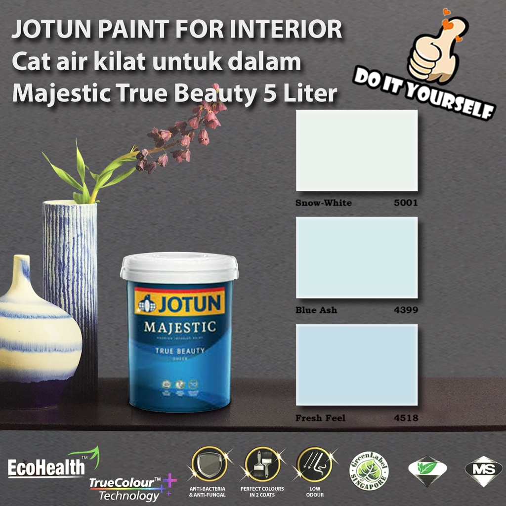 Jotun Majestic True Beauty Collection 5 Liter Snow White 5001 / Blue ...