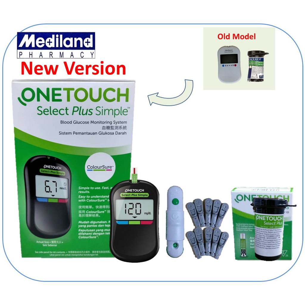 ONETOUCH SELECT PLUS SIMPLE BLOOD GLUCOSE METER STARTER KIT | Shopee ...