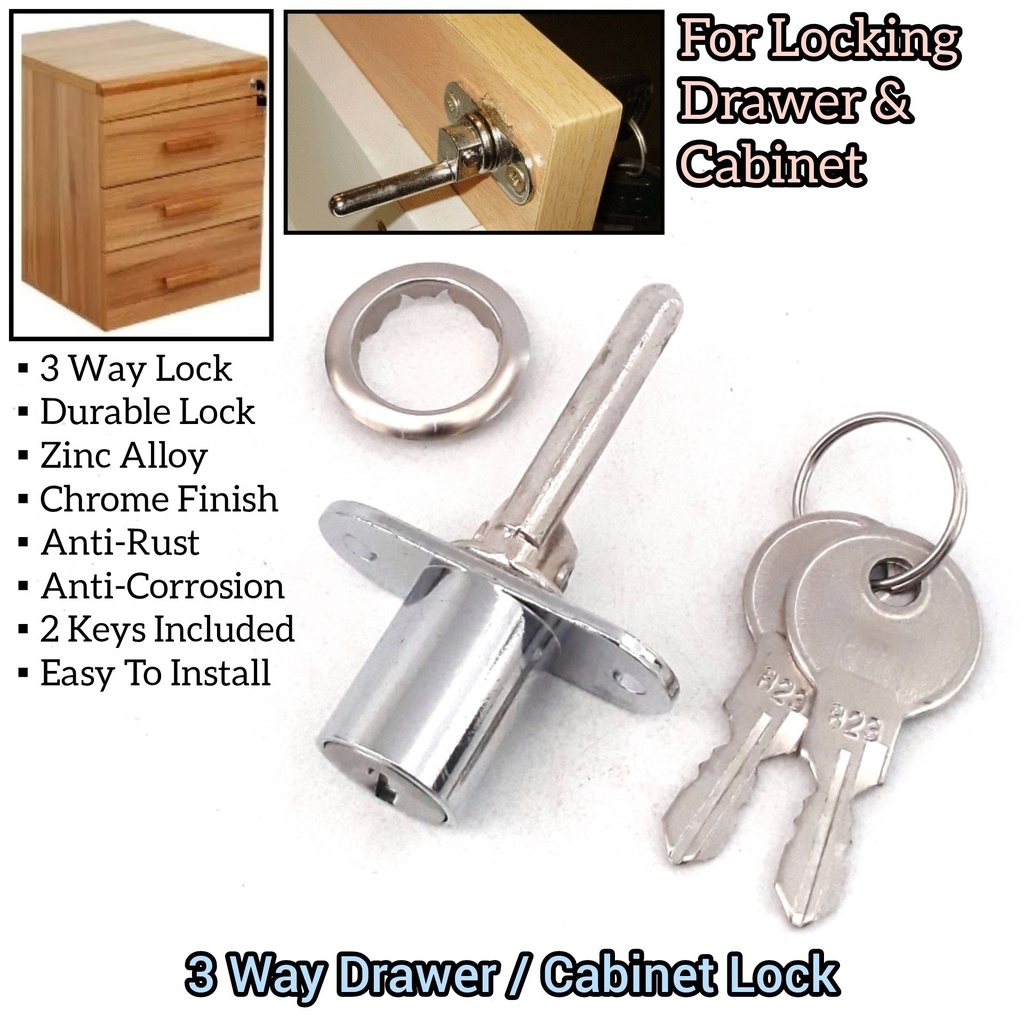 3 Way Drawer Lock Cabinet Cam For Furniture Cupboard Sho Malaysia
