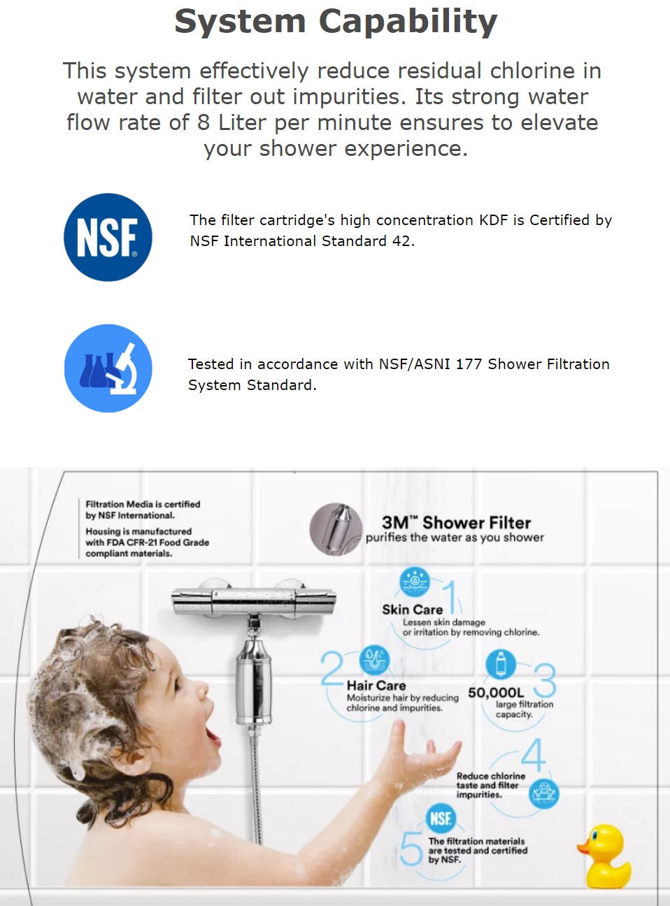 3M SFKC01-CN1 Shower Water Filter System, Chlorine Reduction KDF Water Filters /3M C-SFKC01 ...