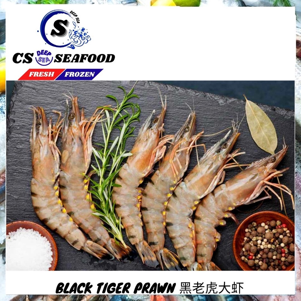 [CS Deepsea] Size S [36-40pcs] Udang Harimau Hitam | Black Tiger Prawn ...