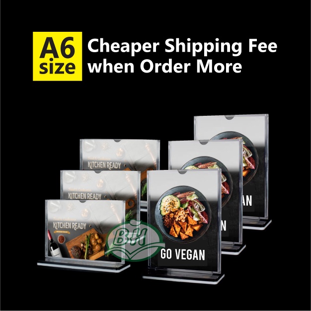 [READY STOCKS from KL] A6 Vertical Horizontal Acrylic T Stand for Menu ...