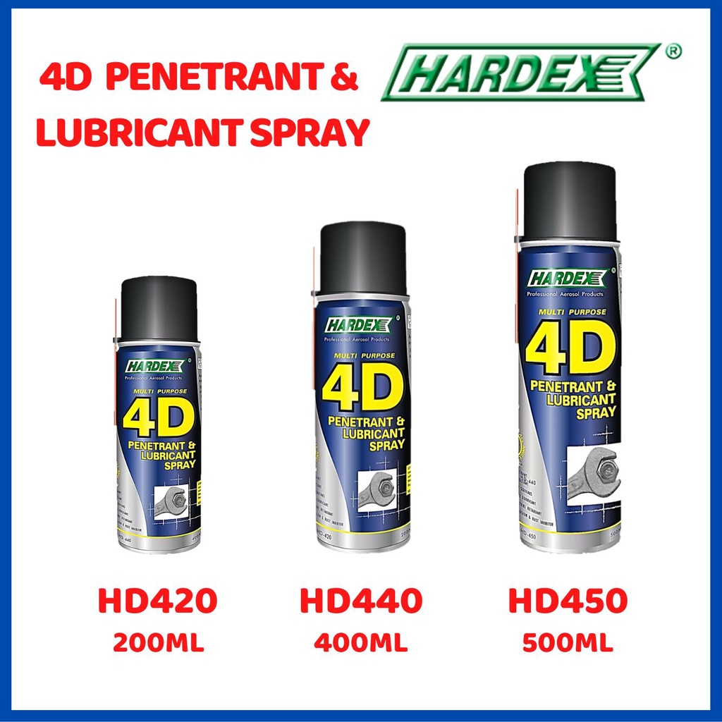 Hardex 4D Penetrant & Lubricant Spray HD-440 Anti Rust 200ml & 400ml ...