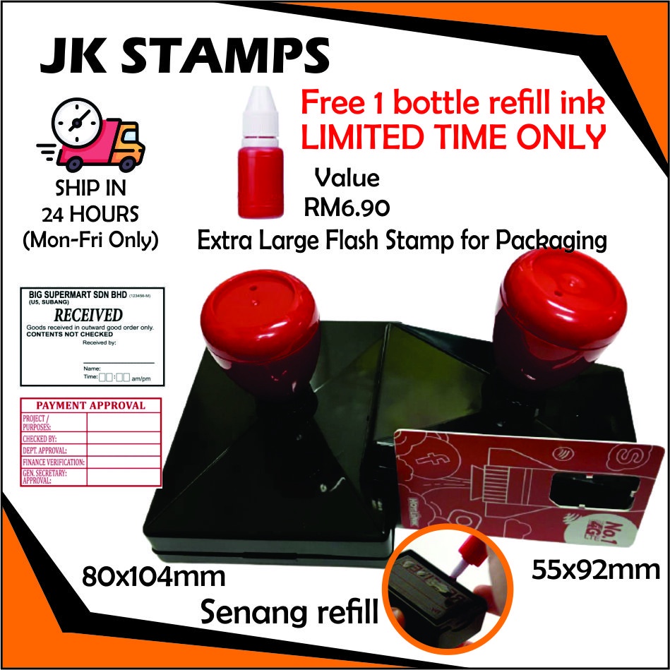 EXTRA LARGE CUSTOM MADE FLASH STAMP WATERPROOF COP SIAP INK KALIS AIR NAMA SYARIKAT COMPANY COP ...