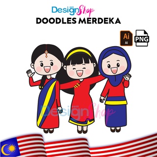 DESIGN ONLY DOODLE CARTOON MERDEKA, Design CUTE & MURAH [Adobe ...