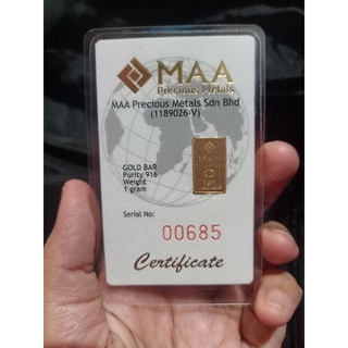 Gold Bar 916 1gram MAA Orodesign | Shopee Malaysia