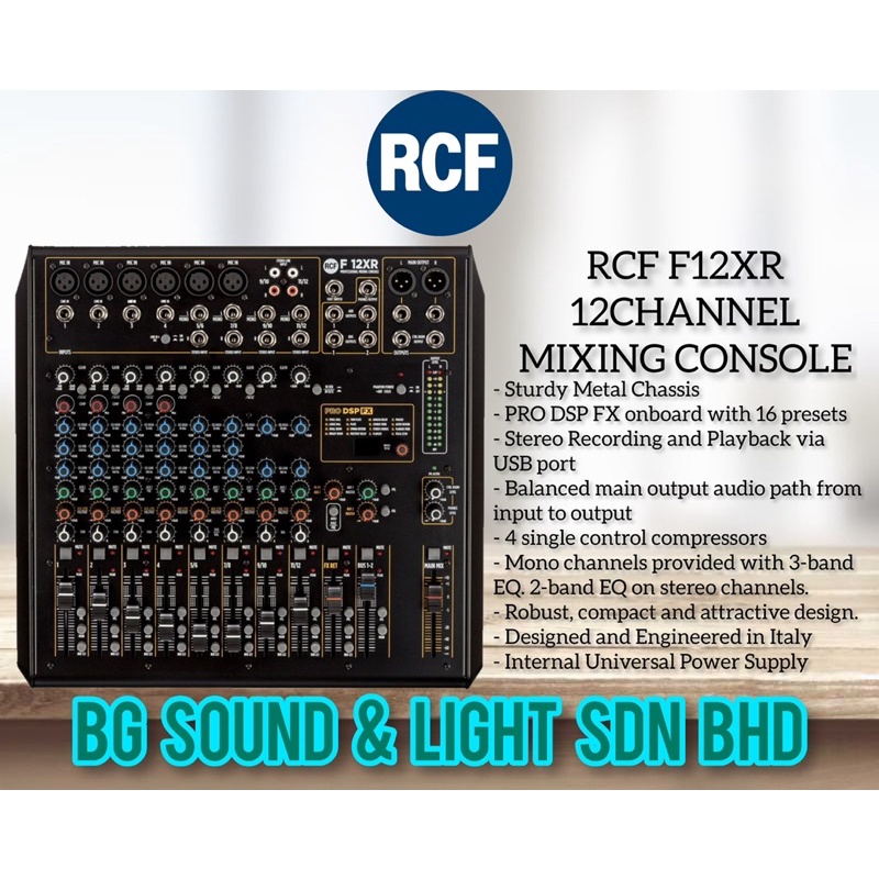 RCF F12XR 12-CHANNEL MIXING CONSOLE WITH MULTI-FX & RECORDING ( F12 ...