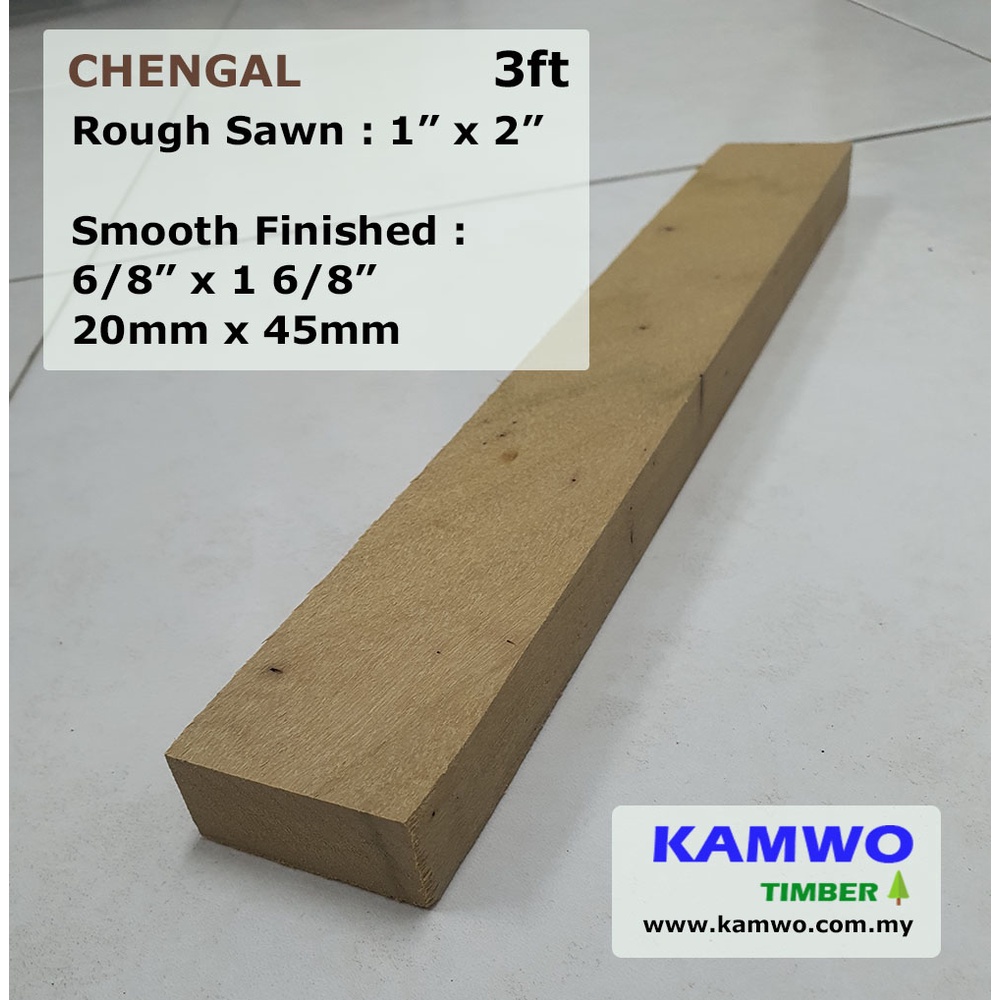 Chengal Timber (Rough, S4S, E4E, E2E) - 1" x 2" x 3ft - ( Kayu Cengal ...