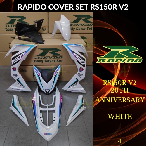 RAPIDO COVER SET RS150R/RS150 V2 V3 20TH ANNIVERSARY (4) WHITE (STICKER ...